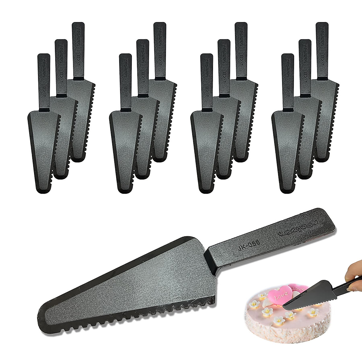 50pcs Plastic Pie Server Spatula,10in Disposable Plastic Cake Cutter Utensil,Serrated Pie Cutter for Cutting Dessert Wedding Pie Knife