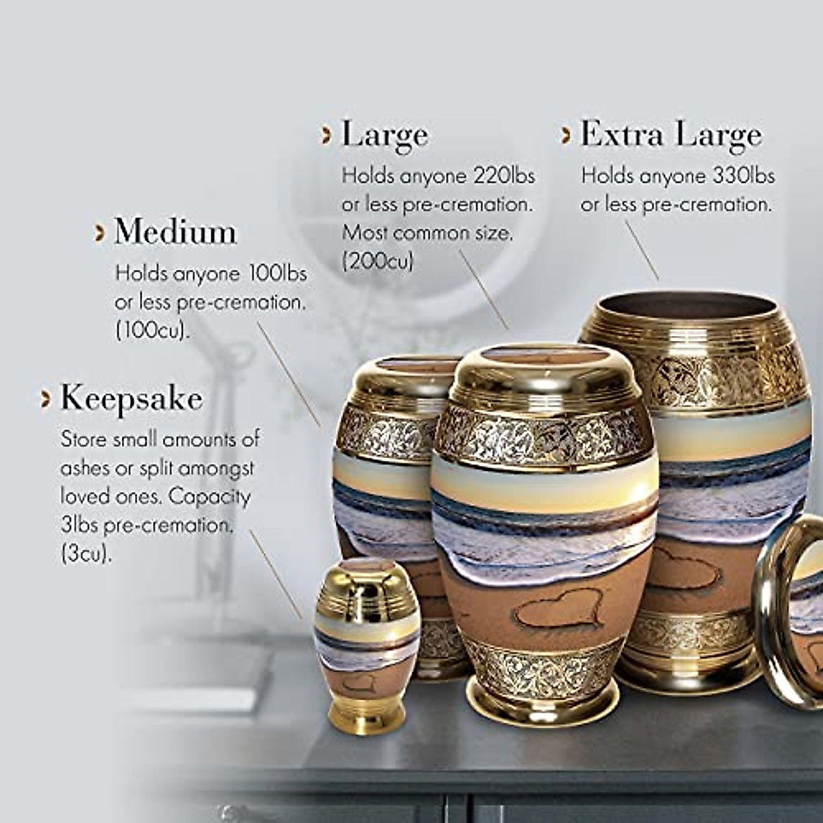 Endless Summer Urn Sunset Urns for Ashes Adult Male Large XL or Small Cremation Urns for Adult Ashes for Burial, Niche or Home Urns for Human Ashes Adult Female