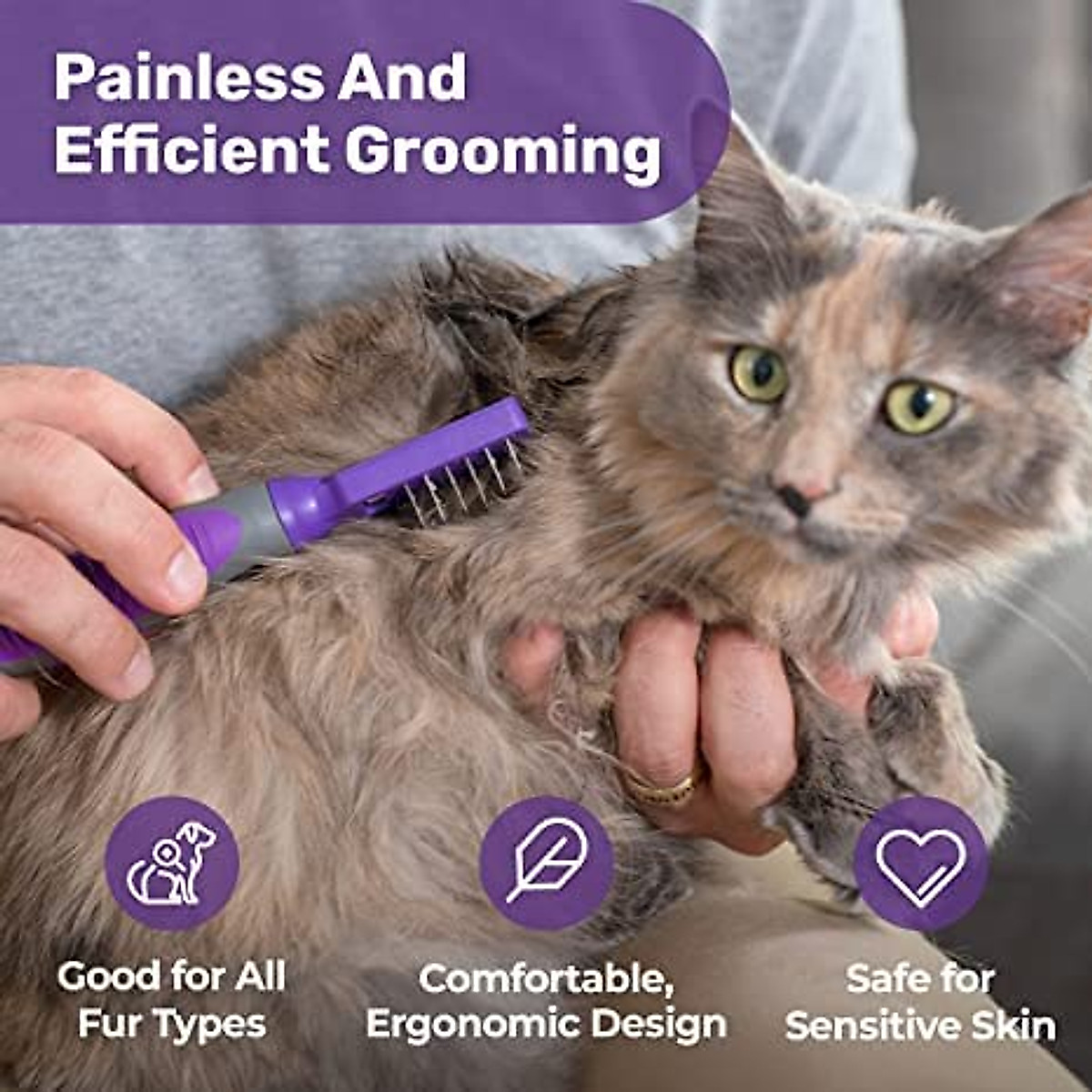 Dog Mat Remover by Hertzko – Grooming Comb, Brush for Dogs, Cats, Small Animals - Dematting Tool, Dog Brush for Tangles & Knots for Long Haired Dogs, Short Haired Dogs, and Rabbit Bedding (Small)