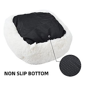 Gavenia Cat Bed for Indoor Cats,22 inch Soft Long Plush Cushion Washable Pet Bed Calming Self-Warming Square Cat and Dog Bed Anti-Slip & Waterproof Bottom Cushion (22 x 18 x 7 inch, White)…