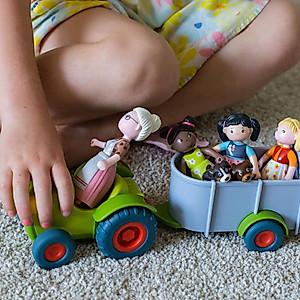HABA Little Friends Tractor and Trailer - 2 Piece Farm Play Set with Movable Hatch