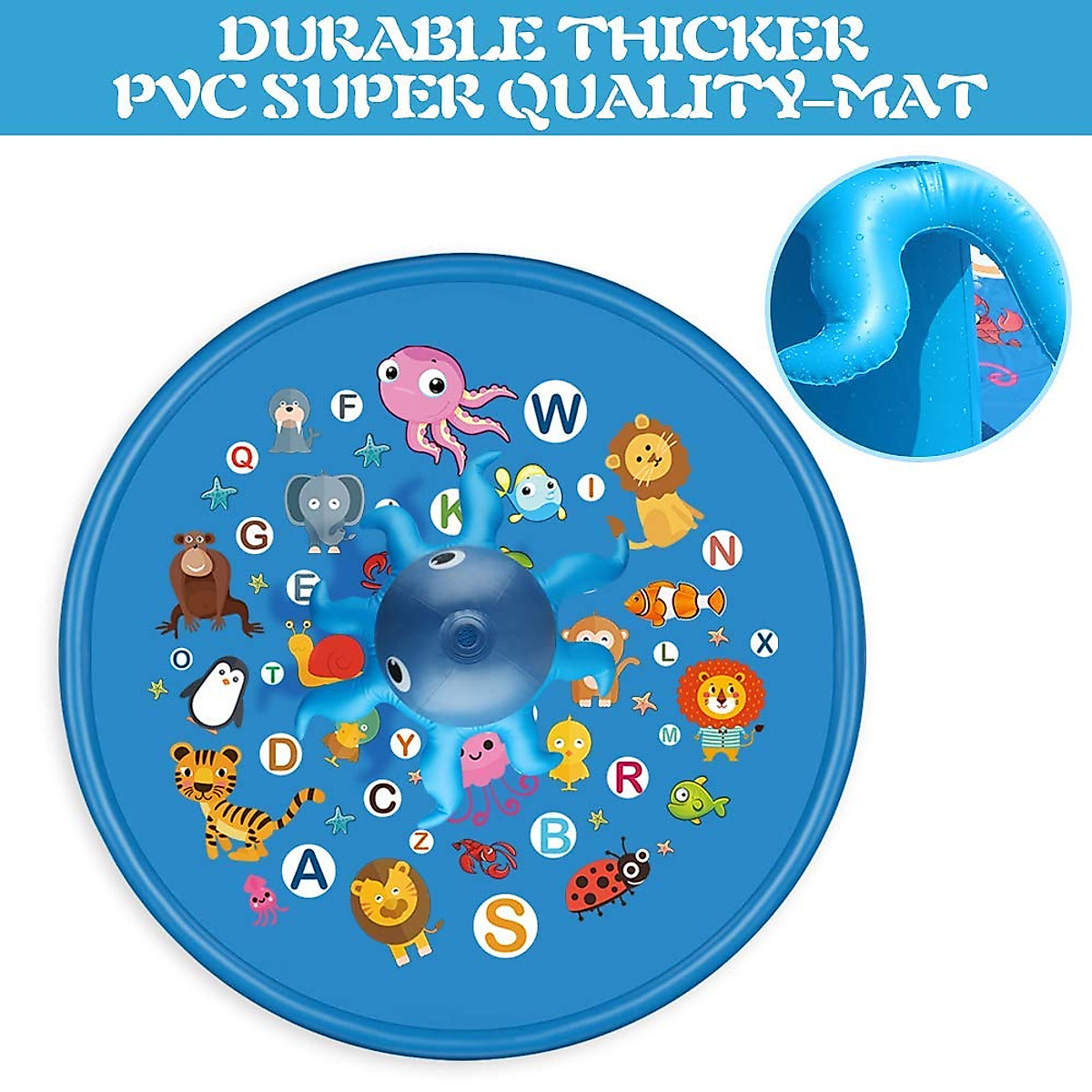 Blasland Splash Pad for Kids, Octopus Sprinkler for Toddlers, 67" Inflatable Summer Water Toys, Wading Kiddie Pool, Baby Pool, Outdoor Play Mat for 2 3 4 5 6 7 8 Years Old Boys Girls