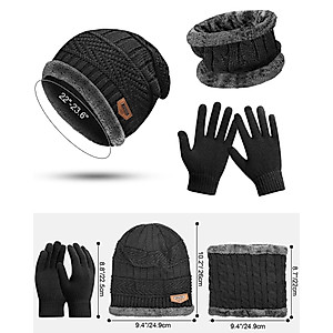 12 Pieces Winter Hat Scarf Gloves Set Snow Beanie Hat Knit Skull Caps Touch Screen Mittens Warm Neck Warmer for Men Women Cold Weather Skiing, 4 Colors