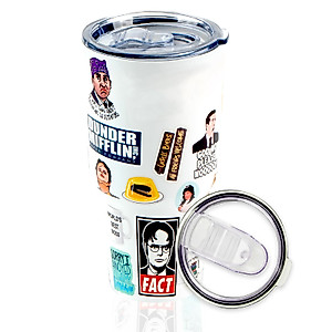 TLYDNMX 30 oz Stainless Steel Tumbler with Lids The Office Merchandise Funny TV Show Gifts Funny Mug Funny Coffee mugs Double Walled Insulated Travel Coffee Cup Keeps Drinks Cold&Hot
