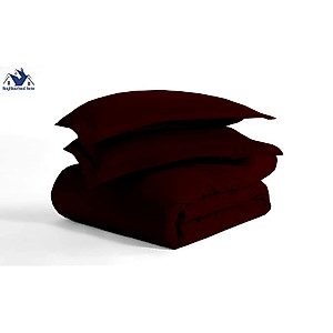 True-Luxury 400-Thread Count 100% Egyptian Cotton 3 Piece Duvet Cover Set King (104"x90") Zipper Closure Hotel Quality, Long Staple Egyptian Cotton Sateen Weave Easy Care - [King-Wine Solid]