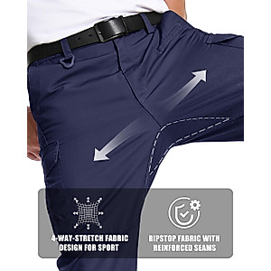 MAGCOMSEN Hiking Pants for Men Quick Dry Military Pants Tactical Pants 9 Pockets Outdoor Pants for Men Lightweight Pants Navy 38