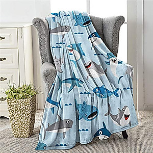COLLA Shark Blanket for Boys Girls, Soft Plush Kids Throw Blanket Shark Gift for Shark Lovers Flannel Fleece Blanket Decor for Boys Room 50X40 Inch