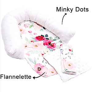 Car Seat Cover & Carseat Headrest, Flower Peekaboo Opening Minky Carseat Canopy Head Support & Seat Belt Cover, Car Accessories for Newborn Girls