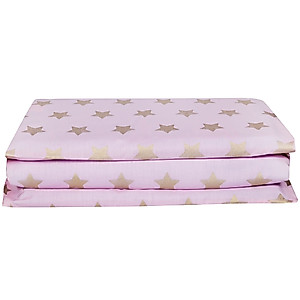 Wildkin Kids Nap Mat Cover – Soft, Sewn-in Flap, Durable & Fits 1.5" Vinyl Sleep Mats - Pink and Gold Stars