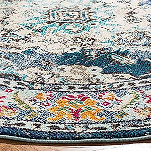 SAFAVIEH Monaco Collection 3' Round Navy/Light Blue MNC243N Boho Chic Medallion Distressed Non-Shedding Dining Room Entryway Foyer Living Room Bedroom Area Rug
