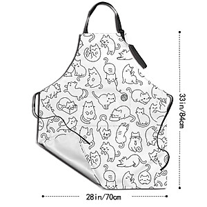 Aomacsi Cat Apron With Pockets Kitchen Bib Waterproof Stain Resistant Women Men Unisex Adjustable Christmas gift