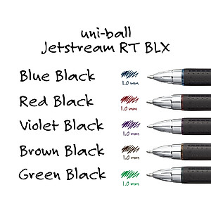 Uniball Jetstream RT BLX 12 Pack, 1.0mm Medium Blue/Black, Wirecutter Best Pen, Ballpoint Pens, Ballpoint Ink Pens | Office Supplies, Ballpoint Pen, Colored Pens, Fine Point, Smooth Writing Pens