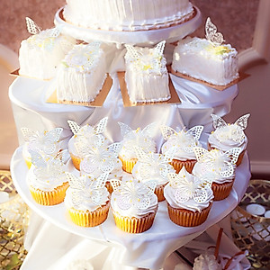 Gyufise 36 Pack Silver Laser 3D Butterfly Cupcake Toppers Hollow Butterfly Cake Decorations for Birthday Wedding Fairy Party Butterfly Wall Sticker Decal for Background Wall Decoration