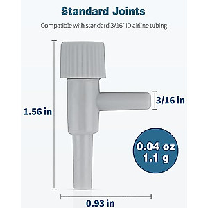 Pawfly Aquarium Air Control Valves Single Way Plastic Air Regulators for Aquarium Air Pump Fish Tank Air Flow Control Valves for 3/16" ID Airline Tubing Adjustable Hose Connectors, 20 Pack