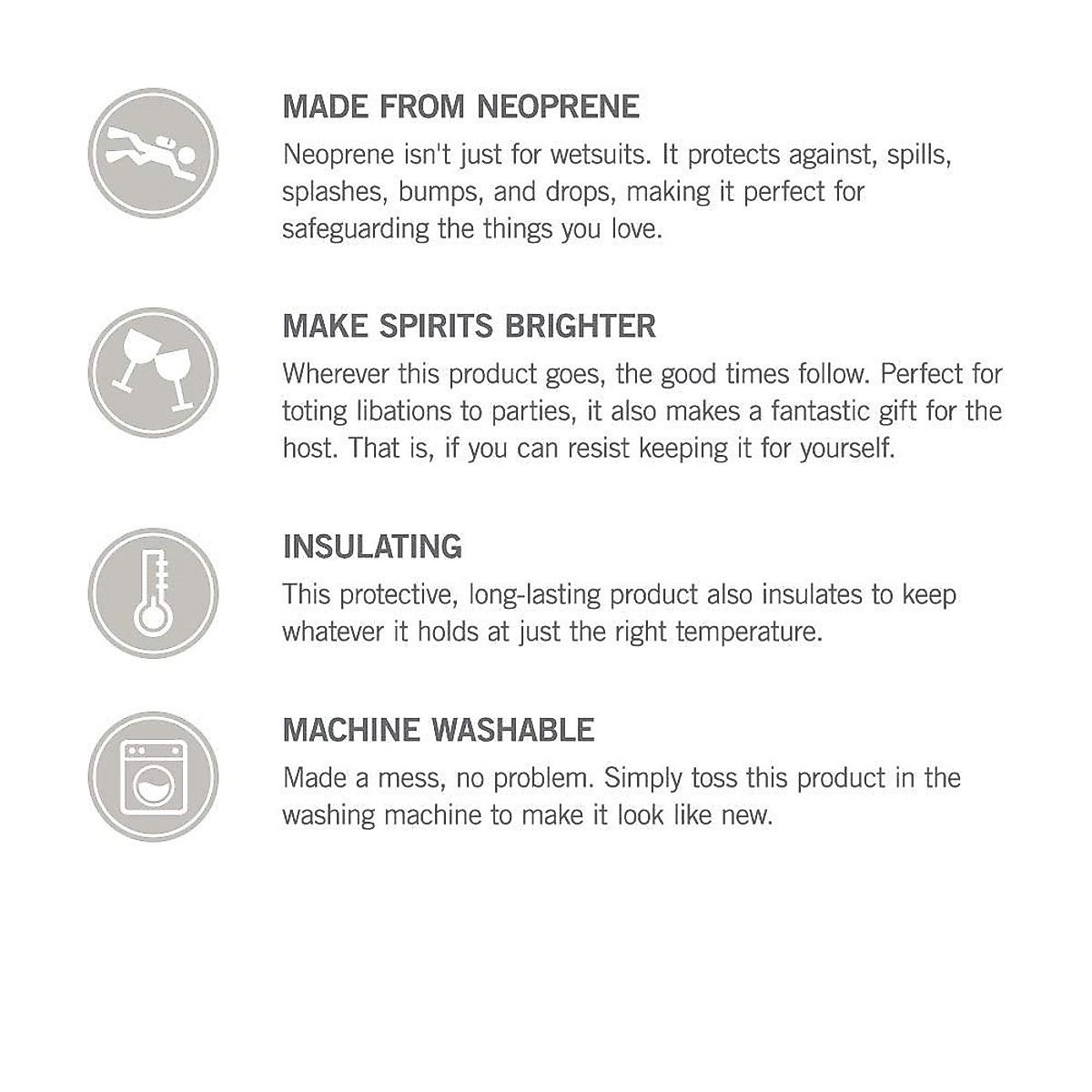 BUILT Six-Pack Soft-Grip Insulated Neoprene Beer Bottle Carrier Tote Black 6P-BLK