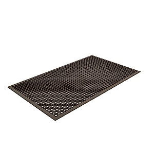 NoTrax 3' x 5' Lightweight Restaurant Rubber Floor Mat with Drainage Holes, Anti-Fatigue Mats, Black, T30 Competitor, T30S0035BL