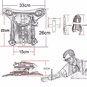 Steampunk Waist Bag Fanny Pack Fashion Gothic Leather Shoulder Crossbody Messenger Bags Thigh Leg Hip Holster Purse Travel Pouch Hiking Sport Chain Bags for Women Men