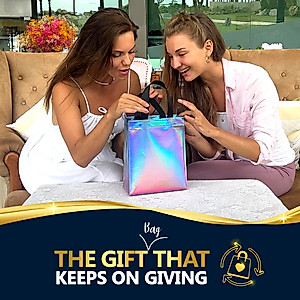 Nush Nush Gradient Gift Bags Medium Size – Set of 12 Aqua to Pink Reusable Gift Bags With Holographic Finish - Perfect As Goodie Bags, Birthday Gift Bags, Party Favor Bags - 8x4x10