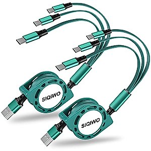 SIQIWO USB Type C Cable Fast Charging[3.3ft 3A 2-Pack], QC 3.0 Retractable Sync Data Charger Cord with 3 USB C Port,for Samsung Galaxy S22 S21 S20 S10 S9 Note 20,LG V50,Google Pixel,Sony,Echo Dot,PS5