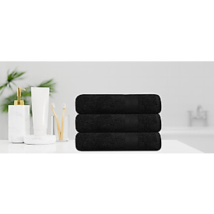 TEXCRAFT Premium Bath Towel Set, 24 x 46 Pack of 6 100% Cotton Terry Towels for Bathroom, Quick Dry, Highly Absorbent, Soft Feel, for Shower, Pool, Spa, Gym, Hand Towel for Daily Use - Black