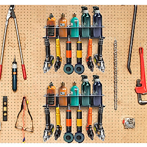 lesolar 2 Pack Air Tool Pneumatic Rack Spray Can Holder Combo, Spray Bottle Paint Can Holder Organizer Wall Mount, Spray Aerosol Can Holder Rack, Air Tool Organizer for Industrial Size Air Fittings