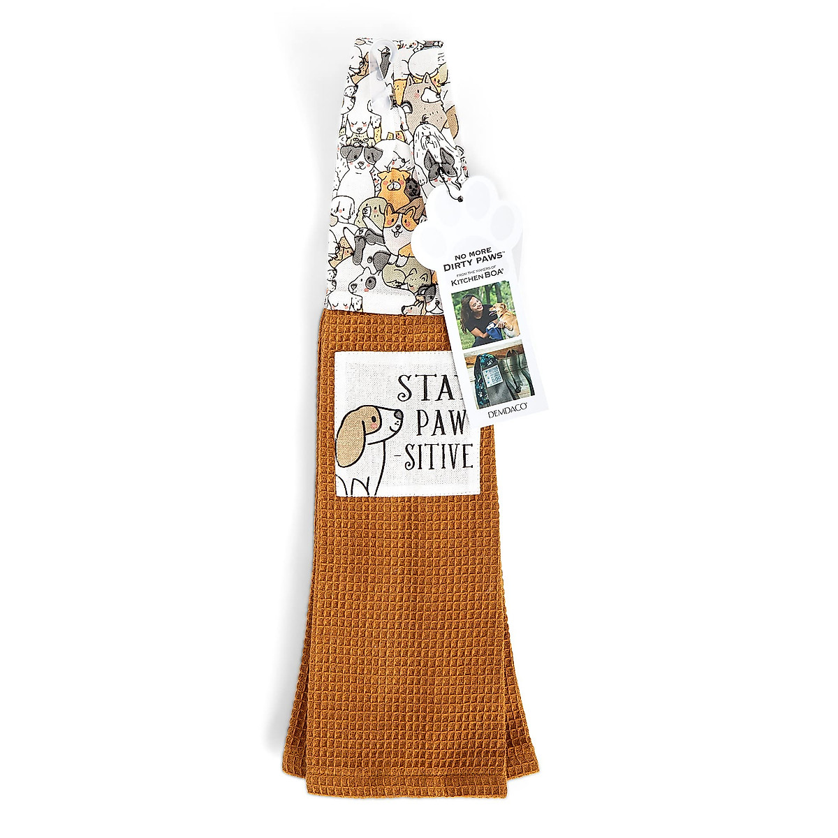 DEMDACO Stay Paw-Sitive Dog Orange 69 inch Cotton Fashion Kitchen Boa