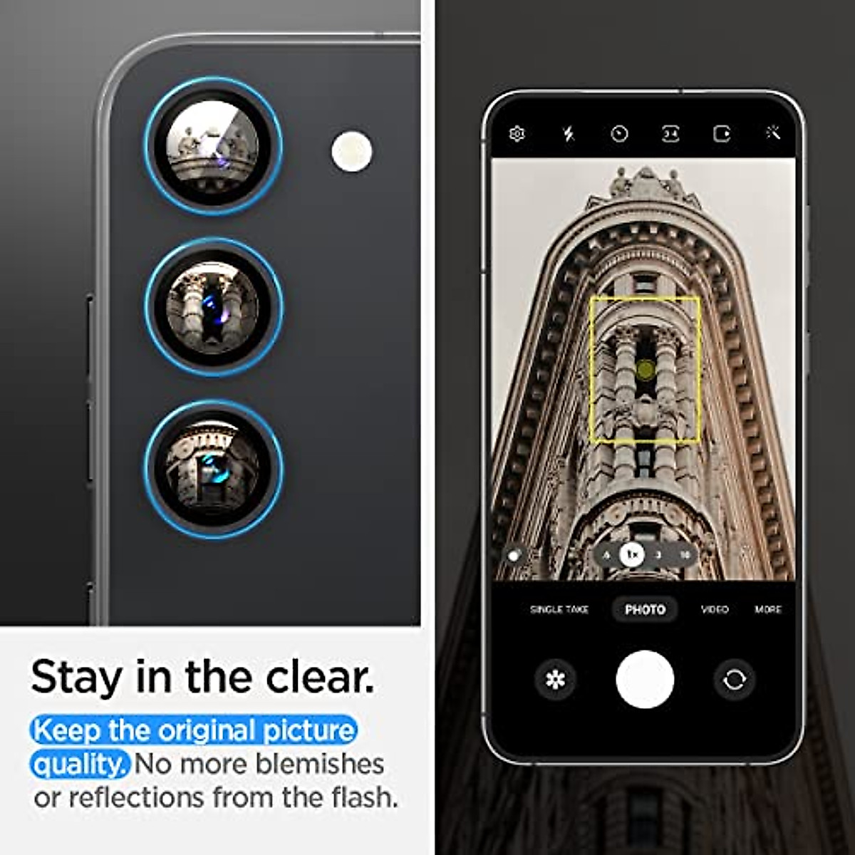 Spigen Camera Lens Screen Protector [Glas.tR EZ Fit Optik Pro] Designed for Galaxy S23 / Galaxy S23 Plus [2 Pack] - Black