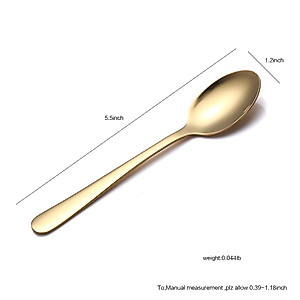 Buyer Star 12 Pieces Gold Teaspoons 5.5-Inch Mini Coffee Spoons Stainless Steel Sugar Demitasse Espresso Spoons