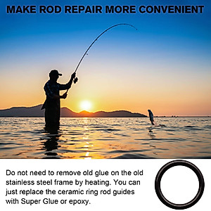 Dovesun Fishing Rod Repair Kit 60PCS Fishing Rod Guide Repair Kit Rod Ceramic Guides Ring 12 Mixed Sizes 60PCS