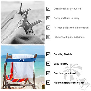 Towel Bands (6 Pack),for Pool & Cruise Chairs,Windproof Elastic Beach Towel Clips,Towel Holder for Cruise Chairs Accessories