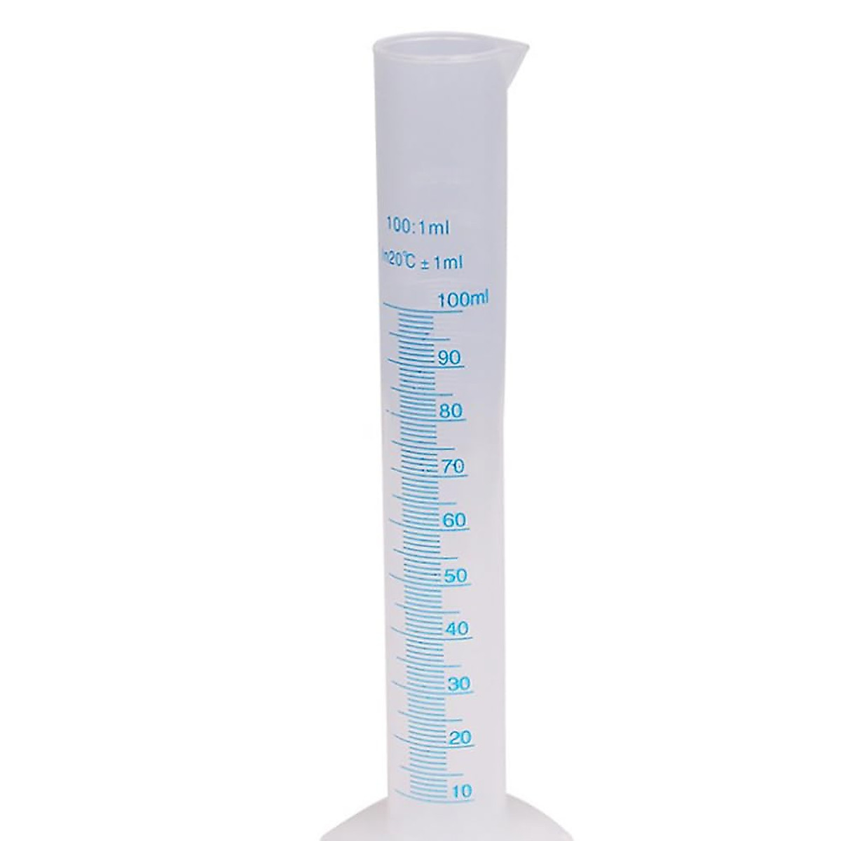 2 Pcs 100ml Plastic Measuring Cylinders Clear Graduated Cylinders Science Measuring Test Tubes Liquid Measuring Tools with Blue Graduation Lines