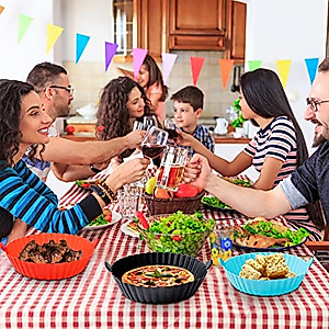 3Pcs Air Fryer Silicone Liners with Handle- 6.3in Food Safe Air Fryer Silicone Pot for 2 to 2.6QT No Harsh Cleaning, Reusable Round Air Fryer Baskets Replacement for Parchment Liner Paper