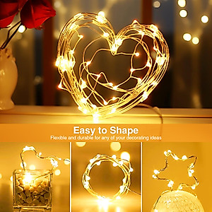 【10 Pack】Fairy Lights Battery Operated with Timer, 7FT 20LED String Lights Waterproof Silver Wire Fairy Light Battery Powered Twinkle Lights for Bedroom Christmas Wedding Indoor Party Decor Warm White