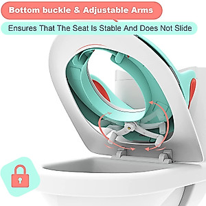 Potty Training Seat for Kids, Enteenly Toddler Toilet Seat for Boys Girls with 3.54in Higher Splash Guard, Sturdy (up to 165lb) Kid Toilet Trainer Ring, Suitable for 1-8 Age Kids, Green-Red