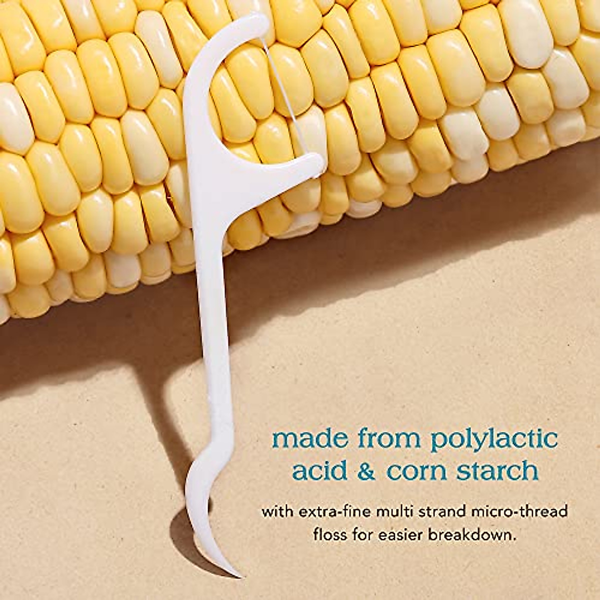 Earthwise Natural Biodegradable Dental Flossers - 50 ct (3 Pack) - Eco-Friendly, Vegan, Sustainable, Compostable, Unflavored, Shred Resistant, Zero Waste Floss Picks - Made with Plant Based Materials