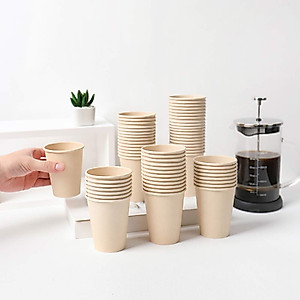 JAYEEY Disposable Coffee Cups Bamboo Paper Cups Coffee Cups, Brown Hot Cups 120 Count 10 OZ Water cups