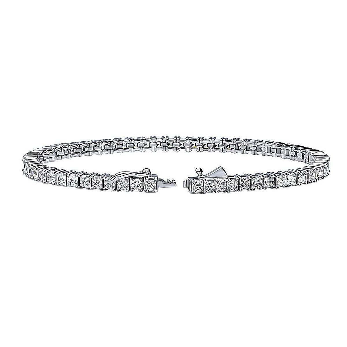 BERRICLE Sterling Silver Princess Cut Cubic Zirconia CZ Fashion Tennis Bracelet for Women, Rhodium Plated 6.5"