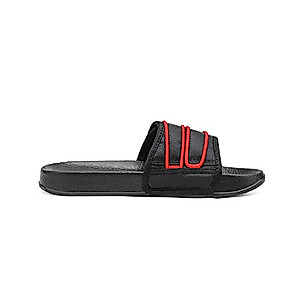 DREAM PAIRS SDSS221K Toddler Girls Kids Classic Sandals House Slipper Shower Slides Black/RED Size 2 Little Kid