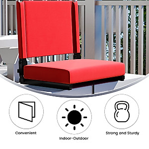Flash Furniture Grandstand Portable Stadium Seat for Bleachers or Benches, Folding Padded Stadium Chair with Carrying Handle, 500 lb. Weight Capacity, Red