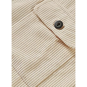 JMIERR Mens Corduroy Casual Button Down Shirts Long Sleeve Jackets Slim Fit Jacket with Flap Pockets, US 43(L), A Apricot