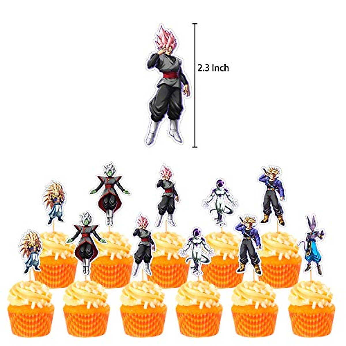 50Pcs Dragon Anime Party Decorations,Dragon Anime Party Banner,Super Saiyan Foil Balloon, Latex Balloon, Cupcake Topper and Cake Topper, Gokuing Party Supplies for kids