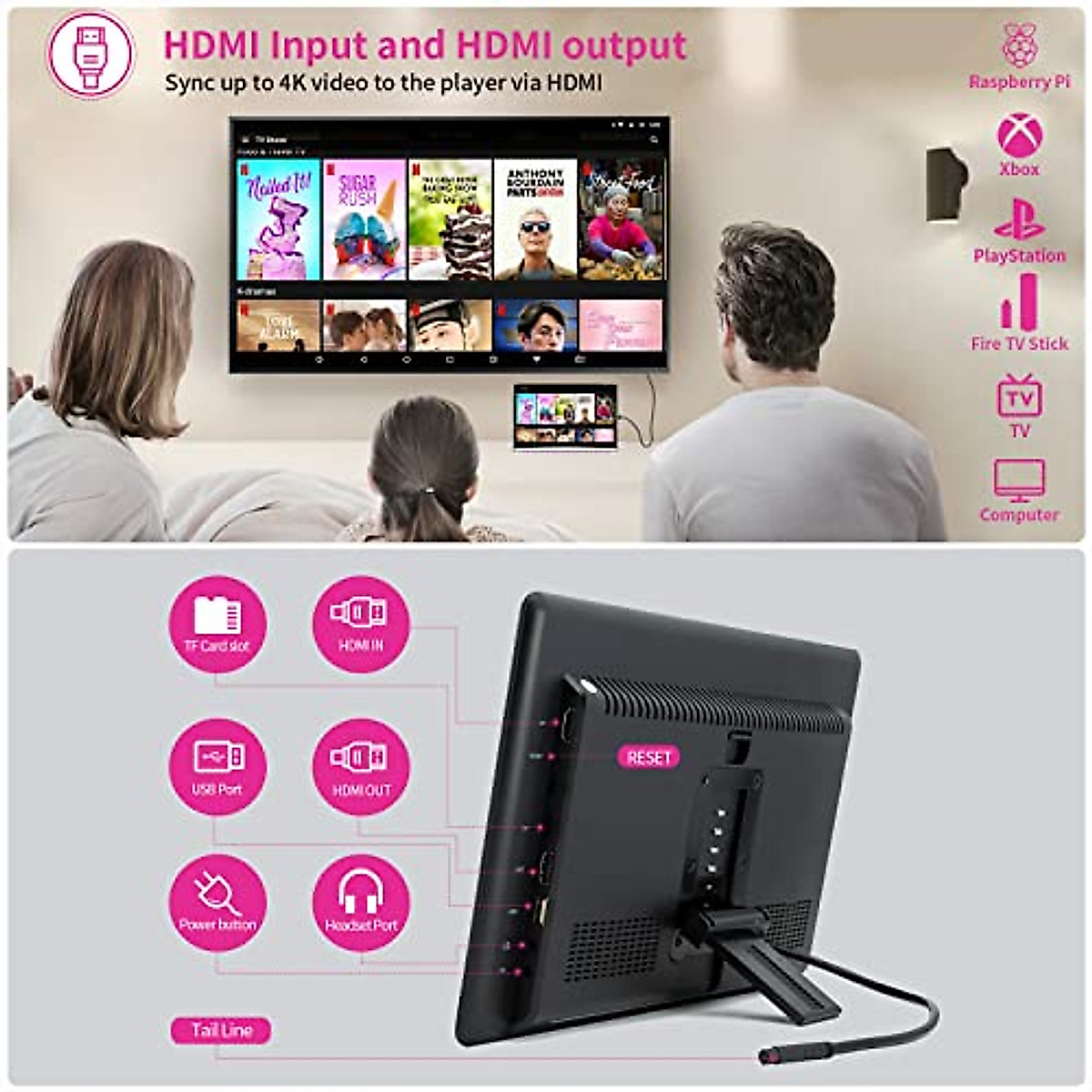 13.3" Upgrade Android 11 Car Headrest Video Players with 2.4G/5G Dual Brand WiFi, Dual Rear Seat TV Monitors Can Sync Screens, IPS Touch Screen 4K Tablets, HDMI Out/in Bluetooth FM USB-2G+32G