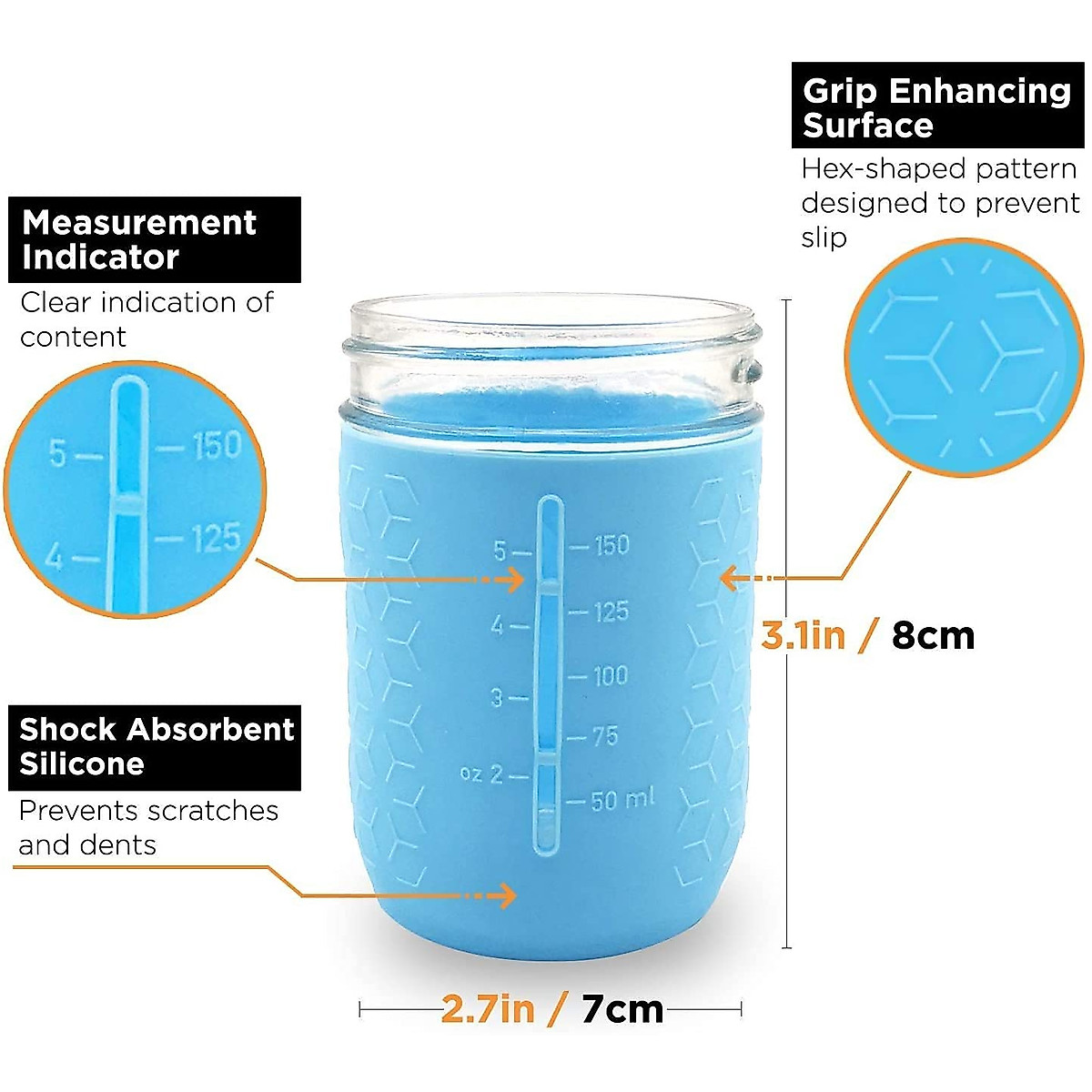 minliving Silicone Mason Jar Sleeve, Kids Cup Holder 5 Pack Value Combo Anti-slip protection - Fits 8oz REGULAR mouth Jelly Canning, Ball and Kerr Jars (5, Multicolor) (Colorful Combo)