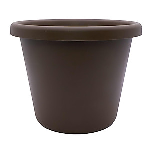 The HC Companies 8.5 Inch Round Classic Planter - Plastic Plant Pot for Indoor Outdoor Plants Flowers Herbs, Chocolate