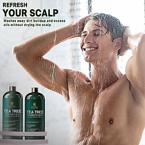Tea Tree Shampoo and Conditioner Set - Deep Cleansing, Strengthening and Shine-Boosting Formula for Dry Scalp - For Men & Women - 16 fl oz each