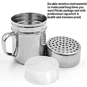 Powdered Sugar Shaker Duster with Handle, SENHAI 2pcs Stainless Steel Powder Shakers for Sugar Pepper Cinnamon Powder Flour with Printing Molds Stencils - Fine & Large Mesh