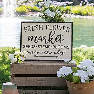 Metal Fresh Flower Market Sign Vintage Garden Wall Mounted Plaque Wall Art