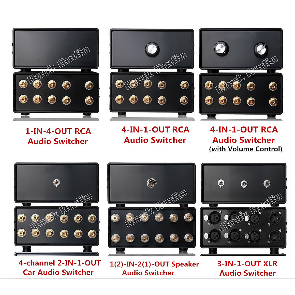 Nobsound Stereo 2(1)-in-1(2)-Out Amplifier/Speaker Banana Female Audio Splitter/Switcher Passive Selector