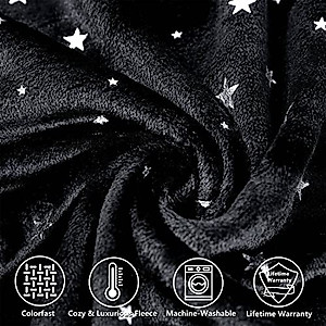 NANPIPER Fleece Blankets Cozy Microfiber King Size Blanket,Super Soft Star Foil Print,90"x 108" Black