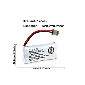 Kruta BT-1021 BBTG0798001 Compatible with Uniden BT-1021 BT1021 BT-1008 BT-1016 BT-1025 2.4V 800mAh Cordless Handset Phone Rechargeable Replacement Battery